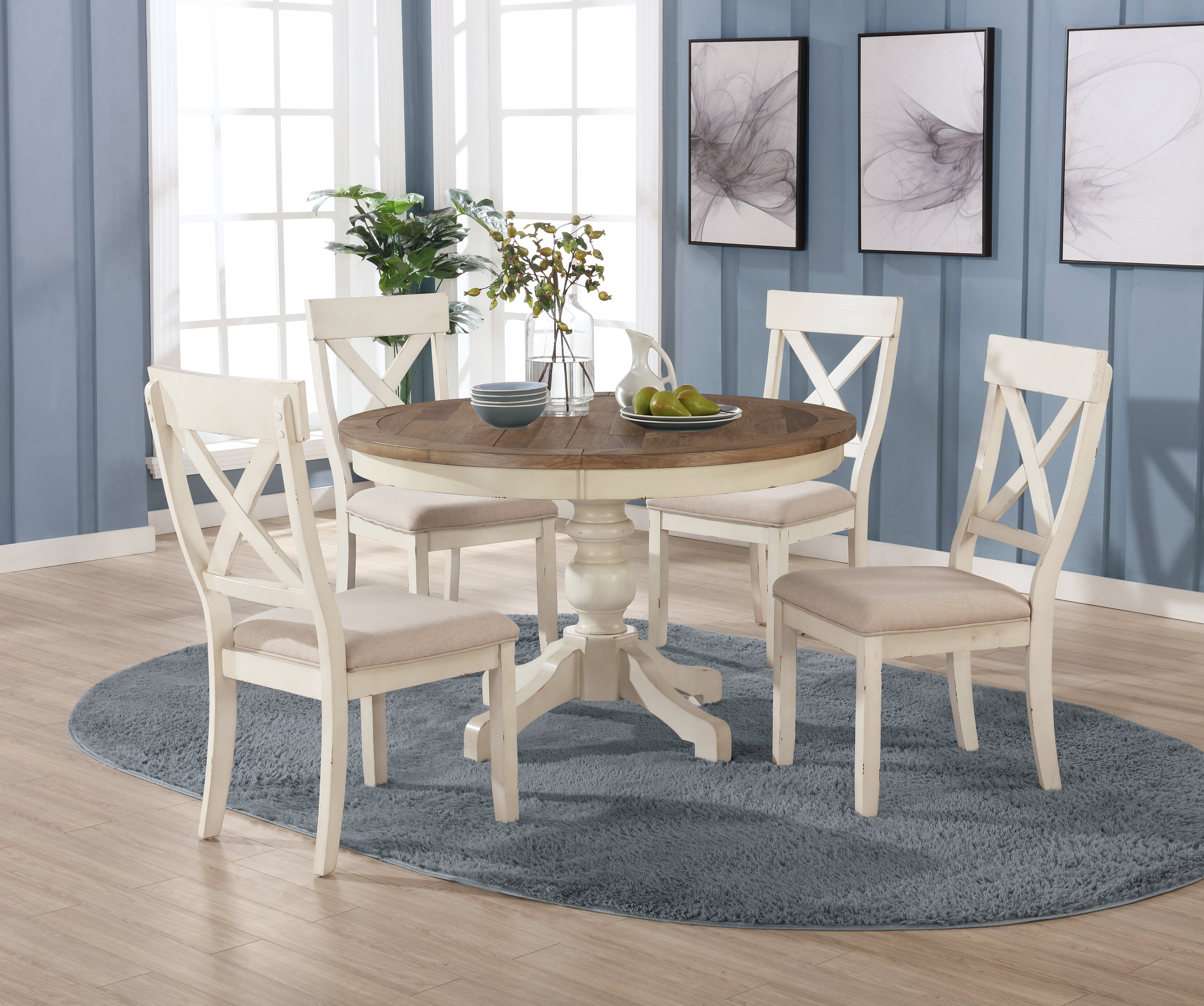 Cierra 5 Piece Pedestal Dining Set Ophelia Co. Color White